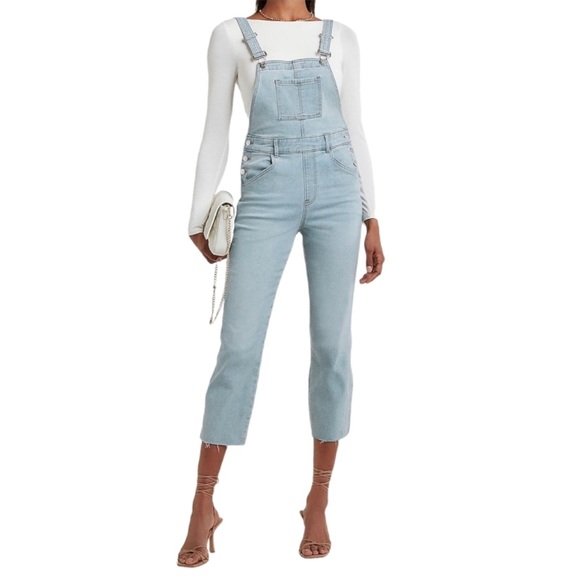 Express | Jeans | Express Light Wash Straighten Jean Overalls | Poshmark